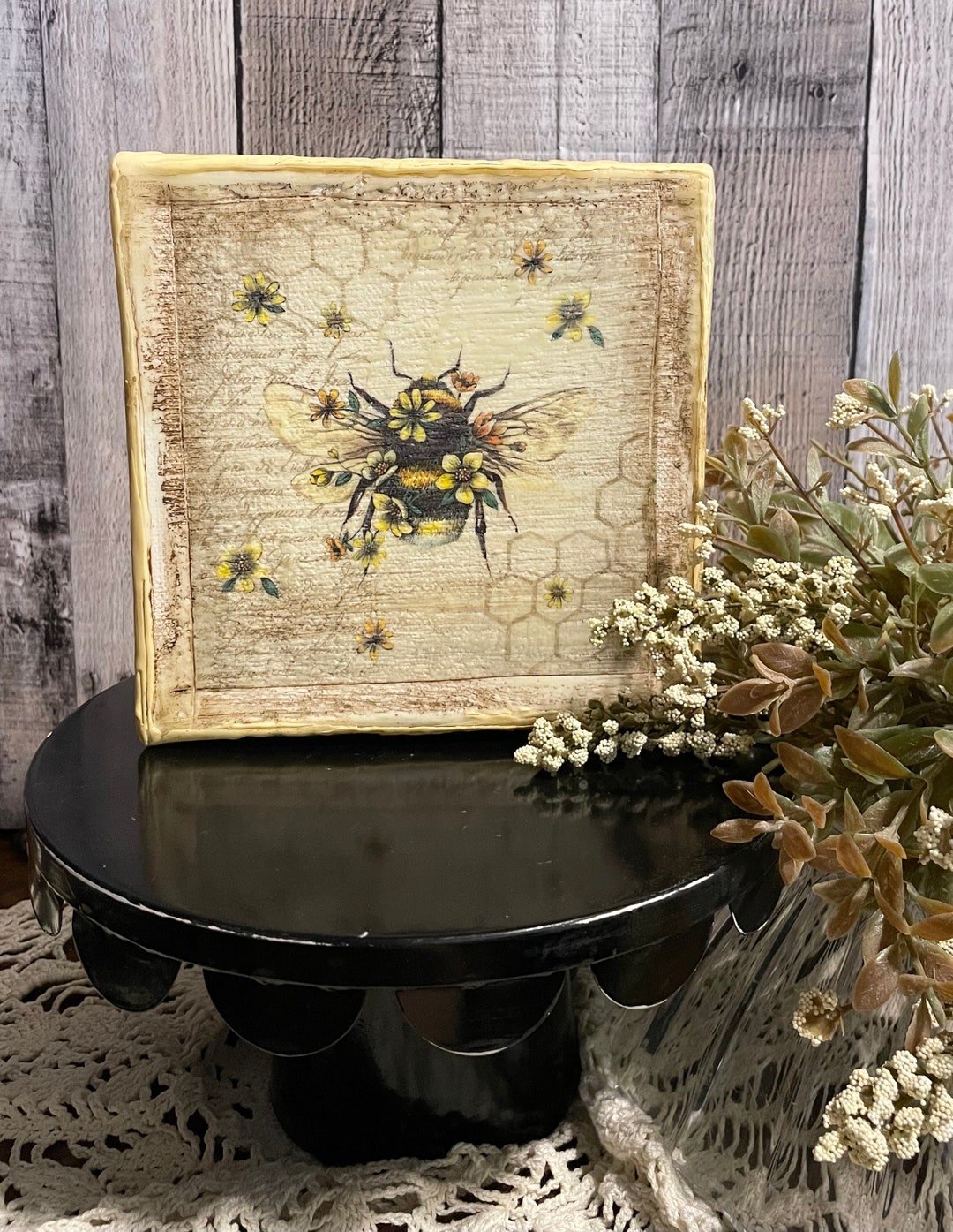 Tiered Tray Decoration, Rustic Primitive Honey Bee Gift, Charming Bee ...