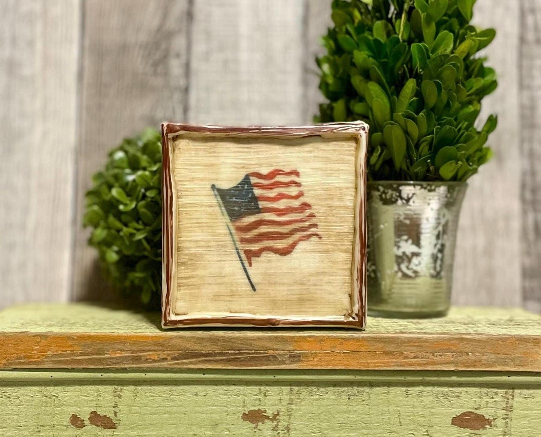Vintage Farmhouse 1176 Flag July 4th Tray Home Decore, Americana ...
