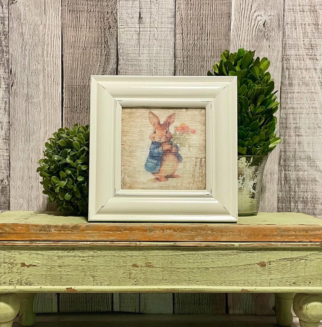Spring Decorating, Vintage Cottage Bunny for Easter Home Decore Trays ...