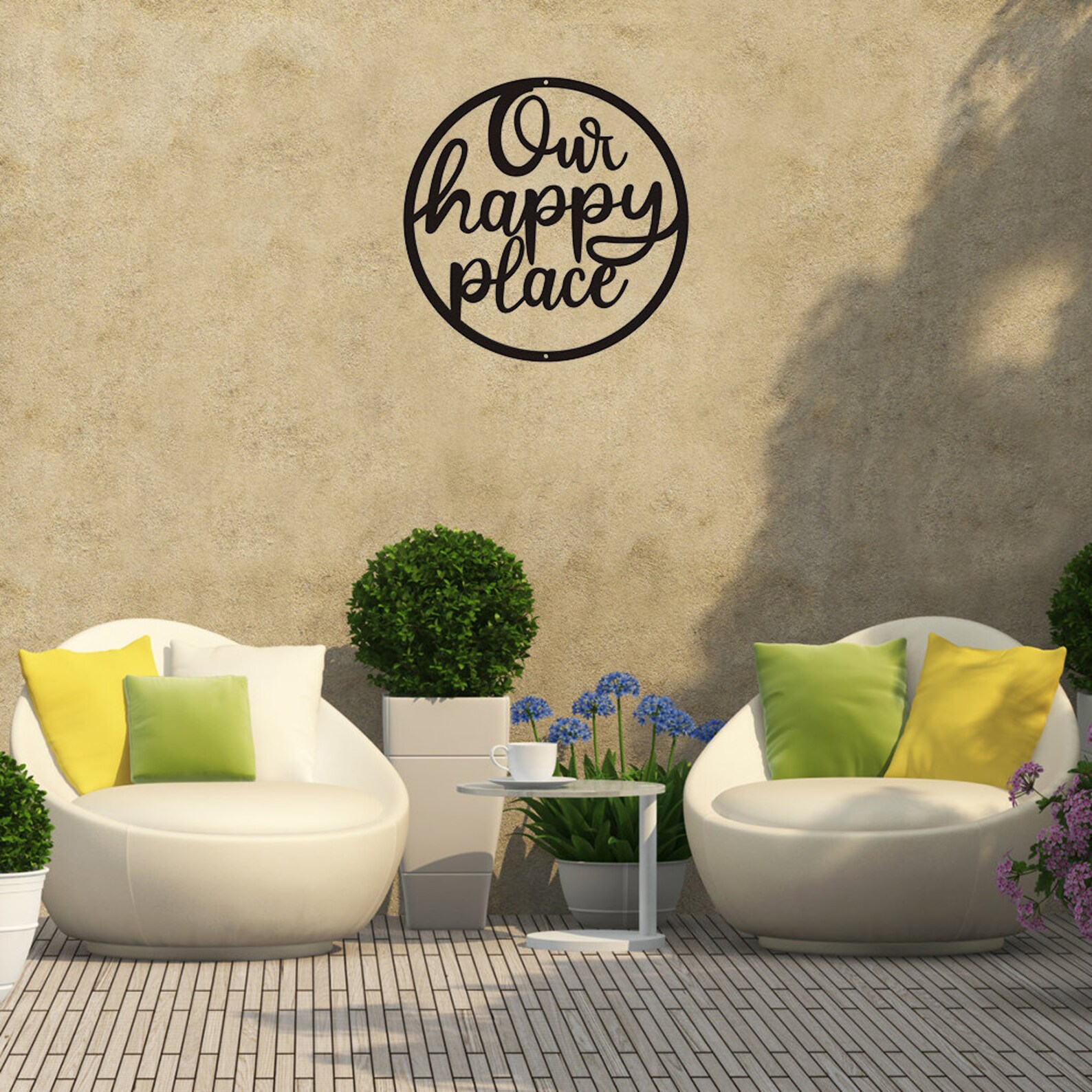 Our Happy Place Sign Metal Art Wall Decor Hanging Letter Home Sculpture ...