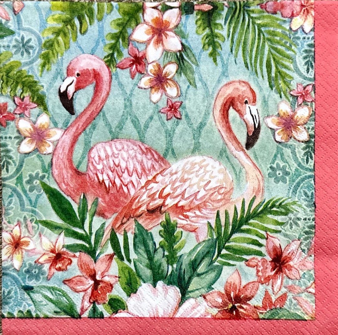 Flamingo Bird Luncheon Party Napkin Decoupage Craft - Etsy