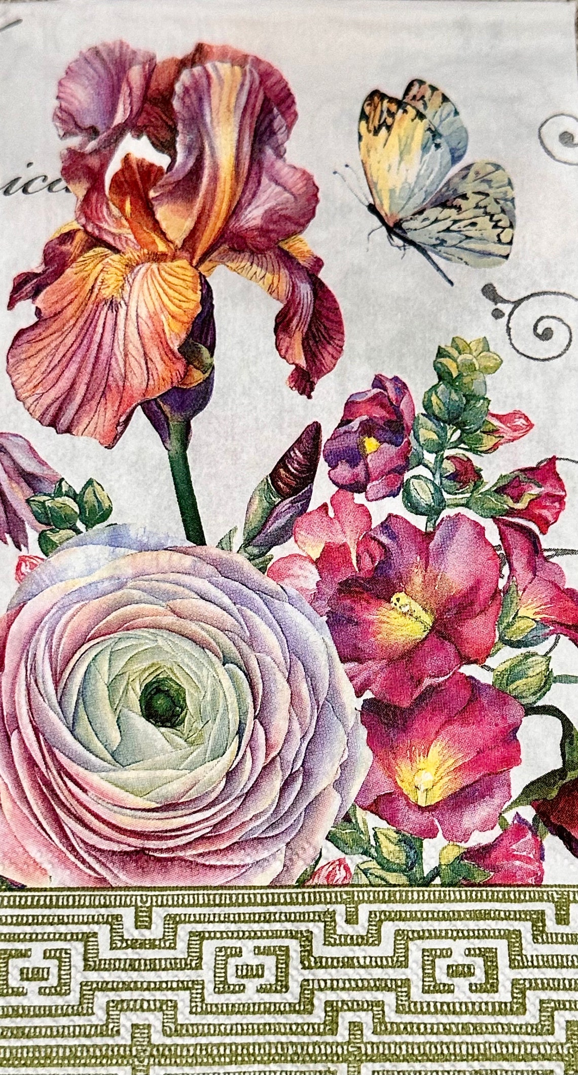 Watercolor Flowers Floral Buffet/towel Napkin Decoupage Party Crafting ...
