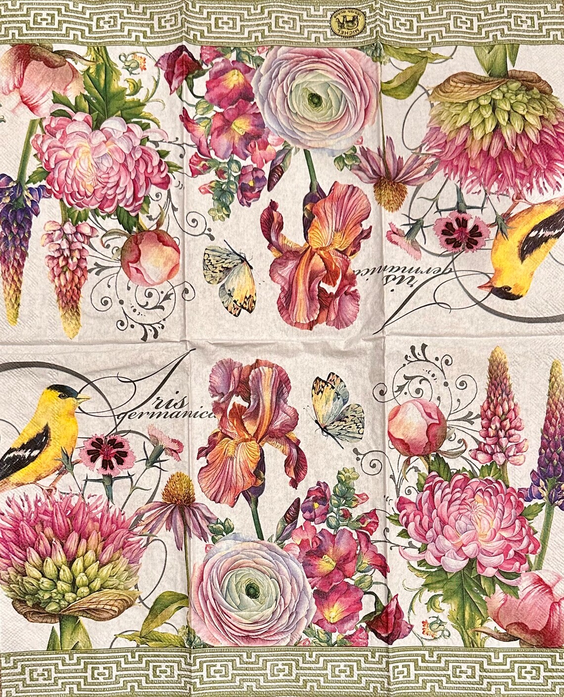 Watercolor Flowers Floral Buffet/towel Napkin Decoupage Party Crafting ...