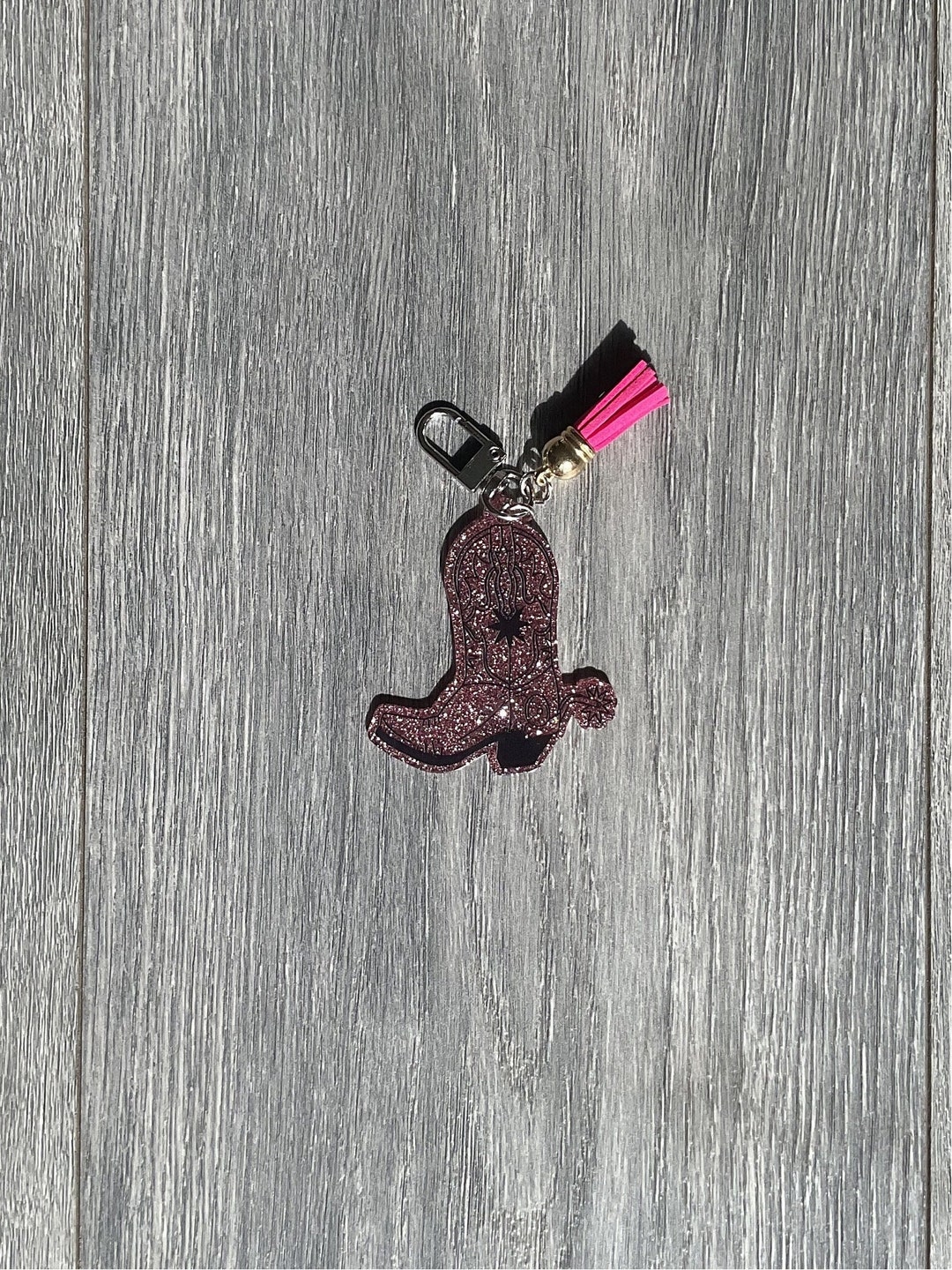 Glitter Cowgirl Boot Keychain - Etsy