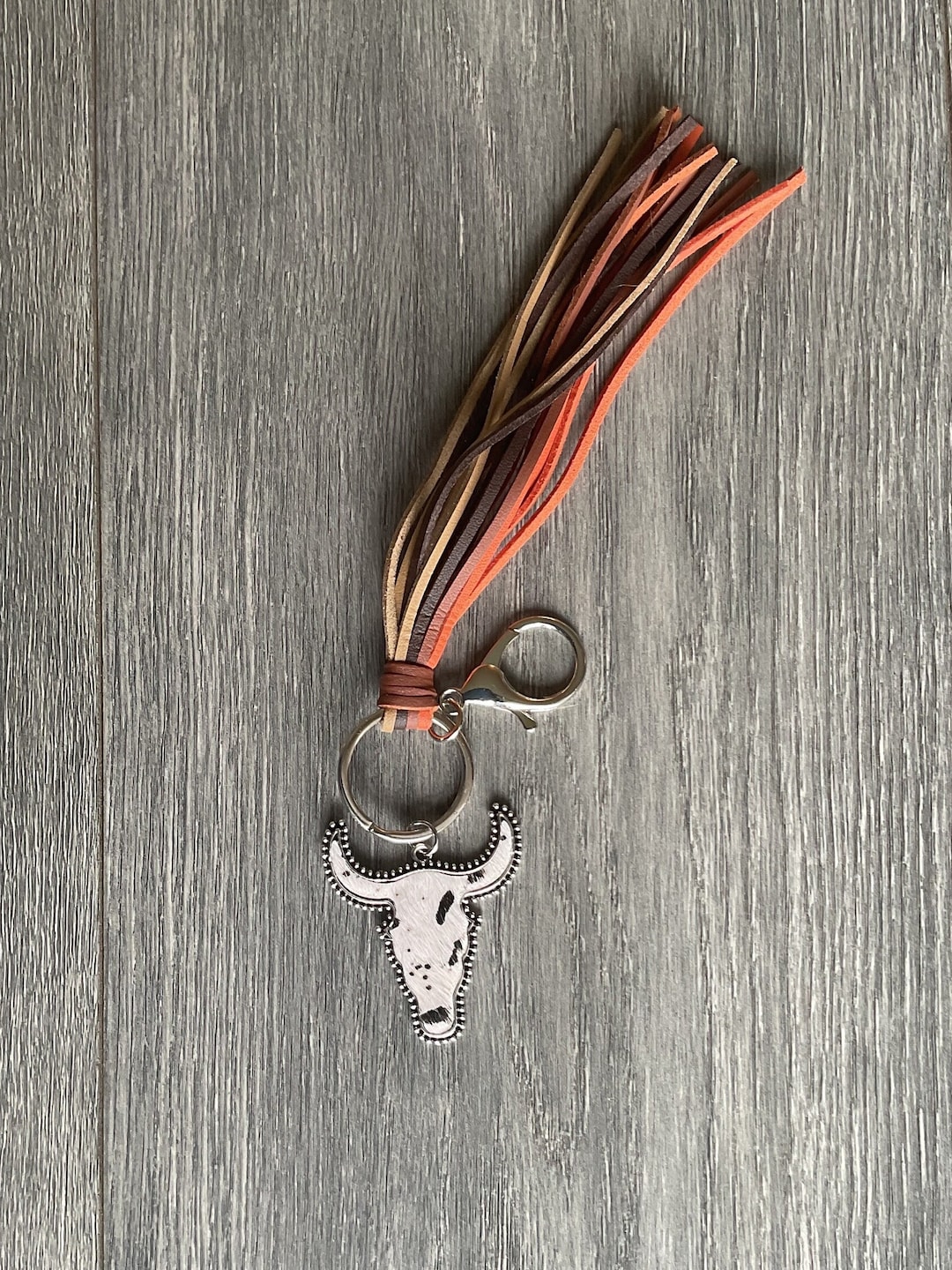 Cowhide Western Keychain - Etsy