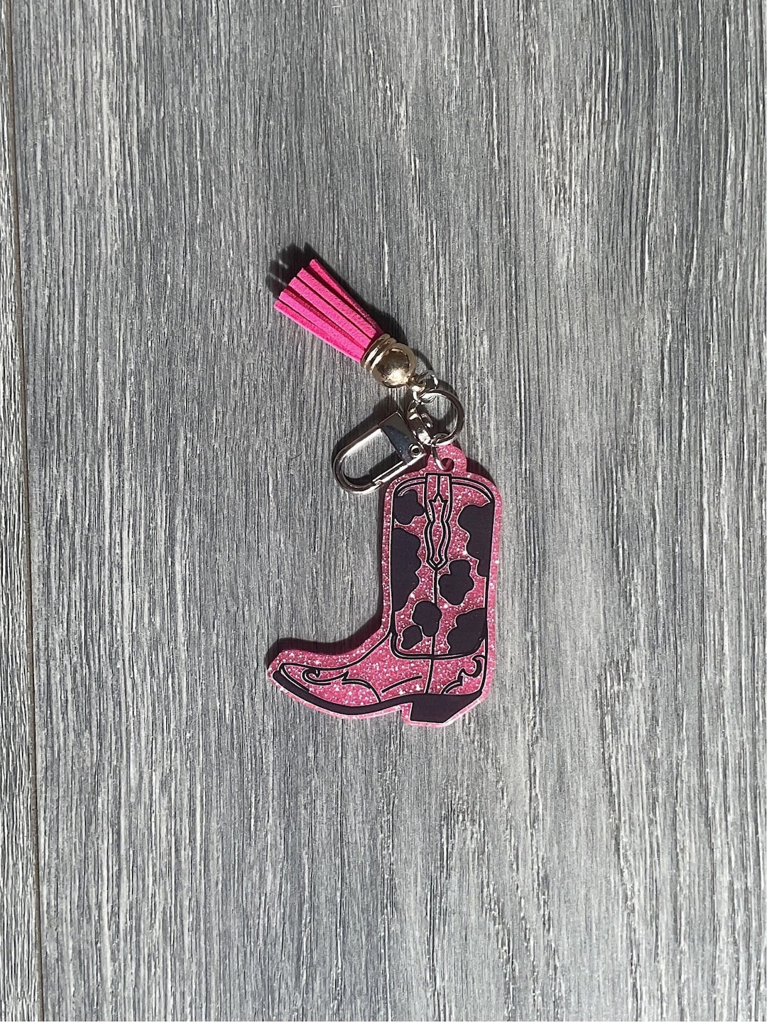 Glitter Cowgirl Boot Keychain - Etsy
