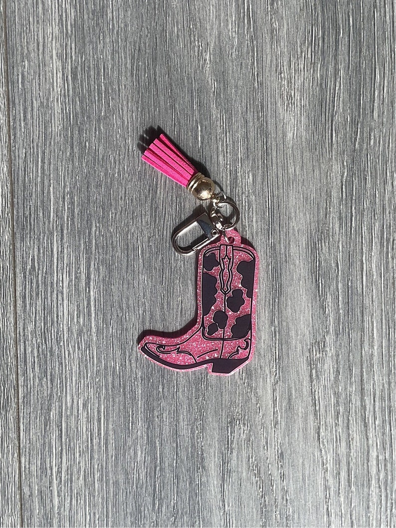 Glitter Cowgirl Boot Keychain - Etsy