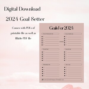 2024 Goal Setting Digital Download - Printable and Fillable Pdfs - Etsy