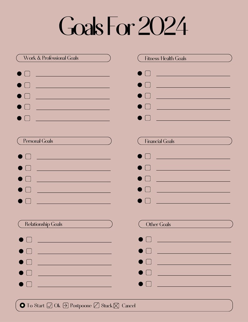 2024 Goal Setting Digital Download - Printable and Fillable Pdfs - Etsy