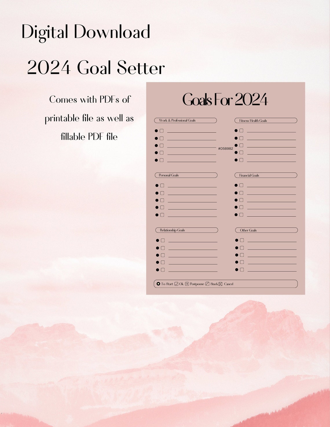 2024 Goal Setting Digital Download - Printable and Fillable Pdfs - Etsy