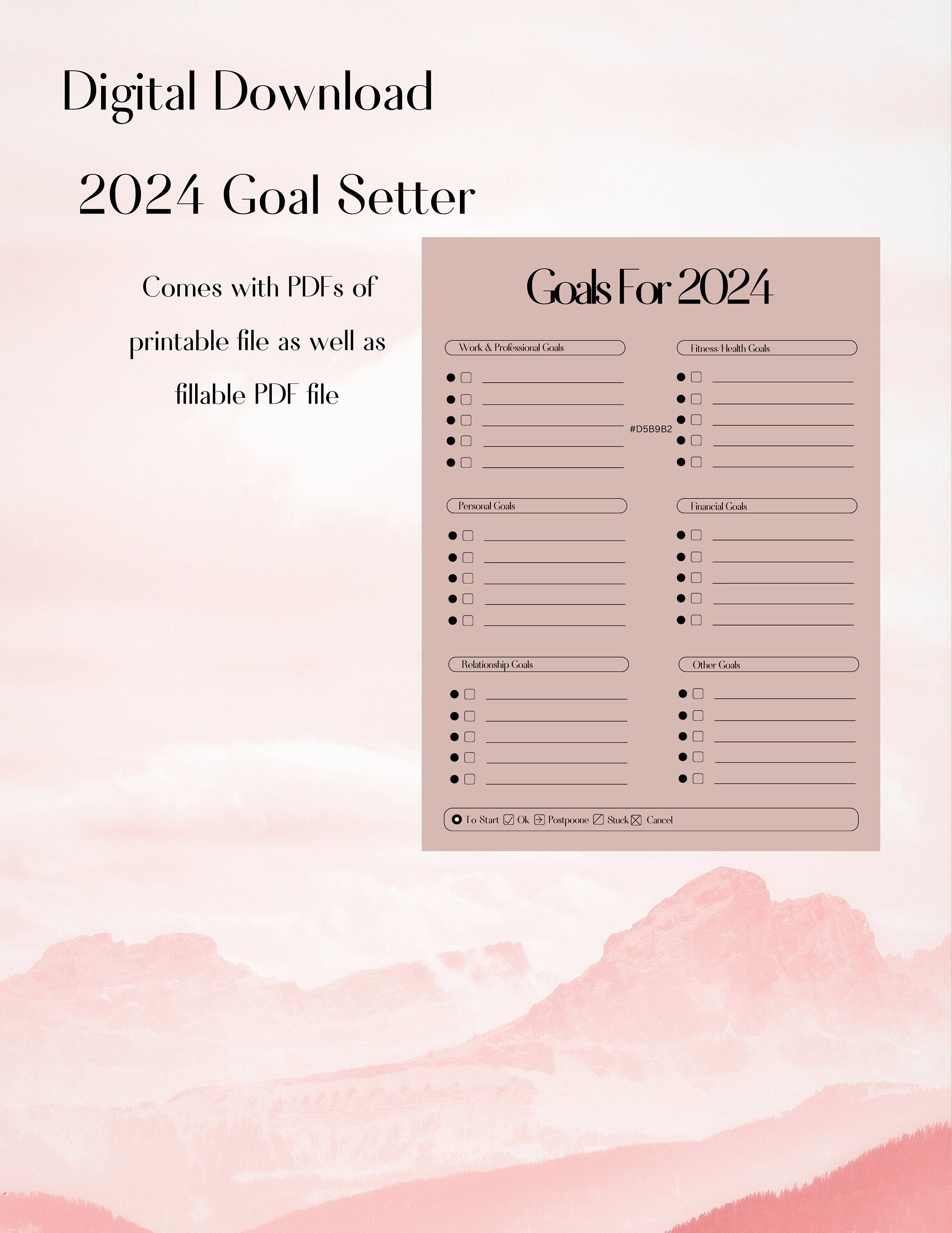 2024 Goal Setting Digital Download - Printable and Fillable Pdfs - Etsy