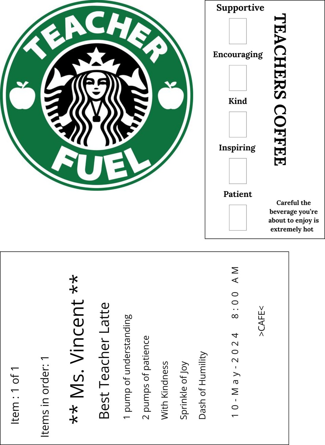 Starbucks Teacher Appreciation teacher Fuel Stickers You Can Place Them ...