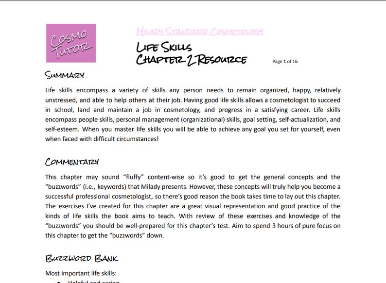 Milady Standard Cosmetology Chapter 2 Resource - Etsy