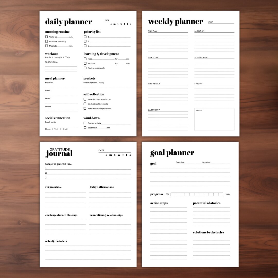 Minimalist Digital Planner Bundle: Daily, Weekly, Gratitude, Goal ...
