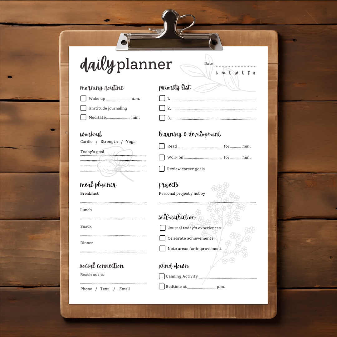 Floral Daily Planner - Digital Download for Productivity in a Floral ...