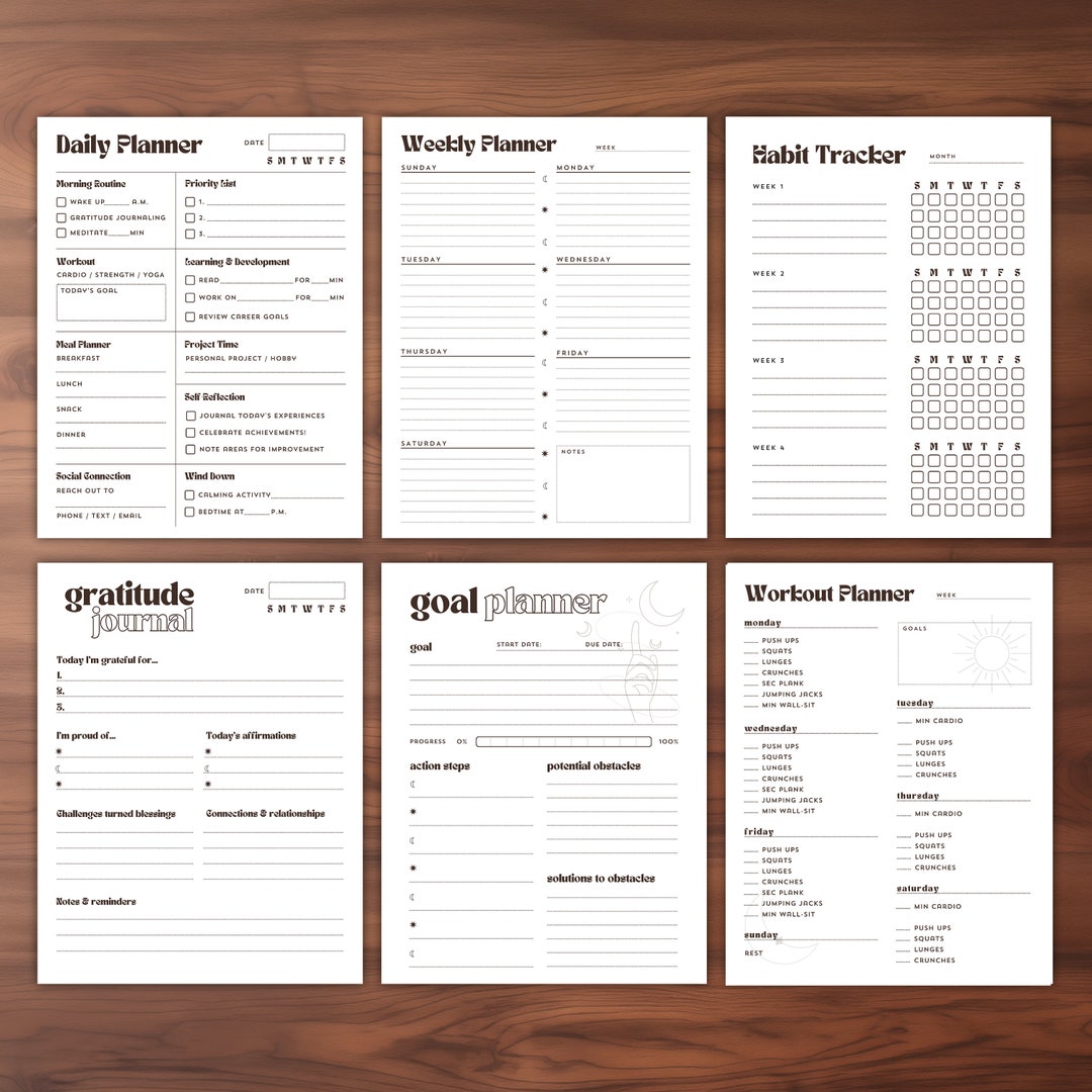 Boho Six Pack Bundle: Digital Productivity Planner, Journal, Trackers ...