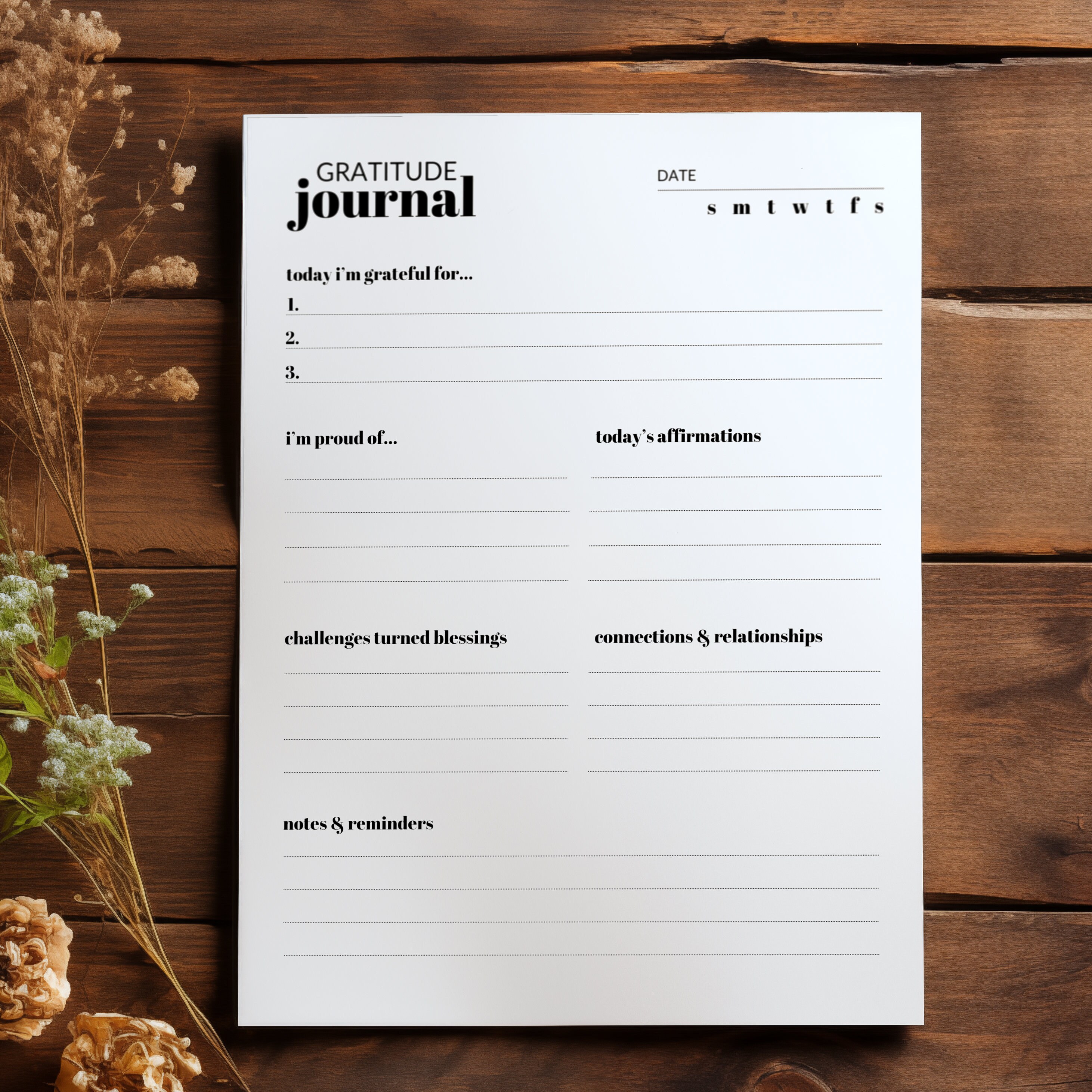 Minimalist Gratitude Journal - Simple Elegance Printable - Etsy