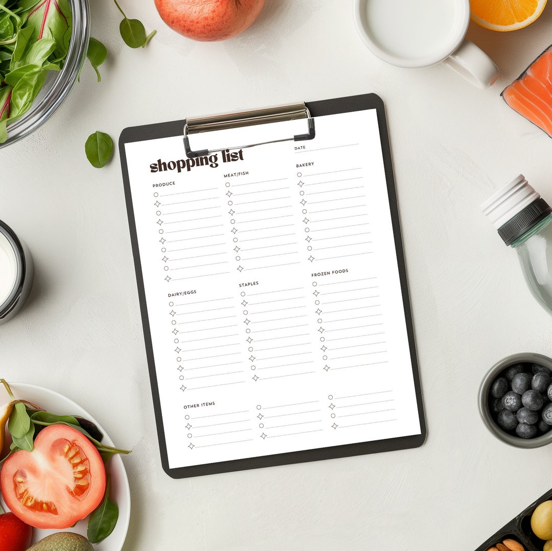 Boho Grocery Shopping List Printable PDF Bohemian Meal Planner - Etsy