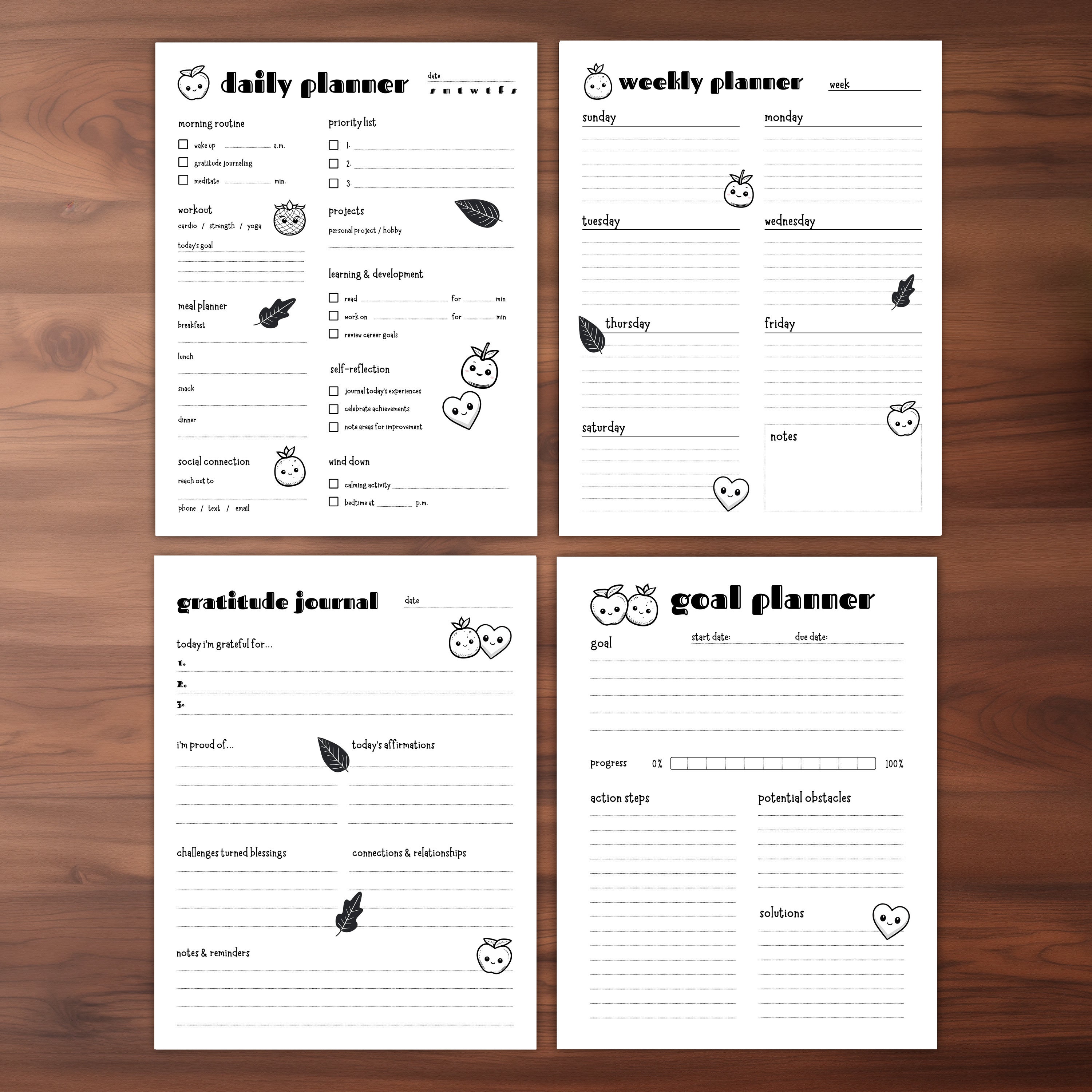 Kawaii Digital Goal Planner - Printable Action Setting Planner for Cute ...