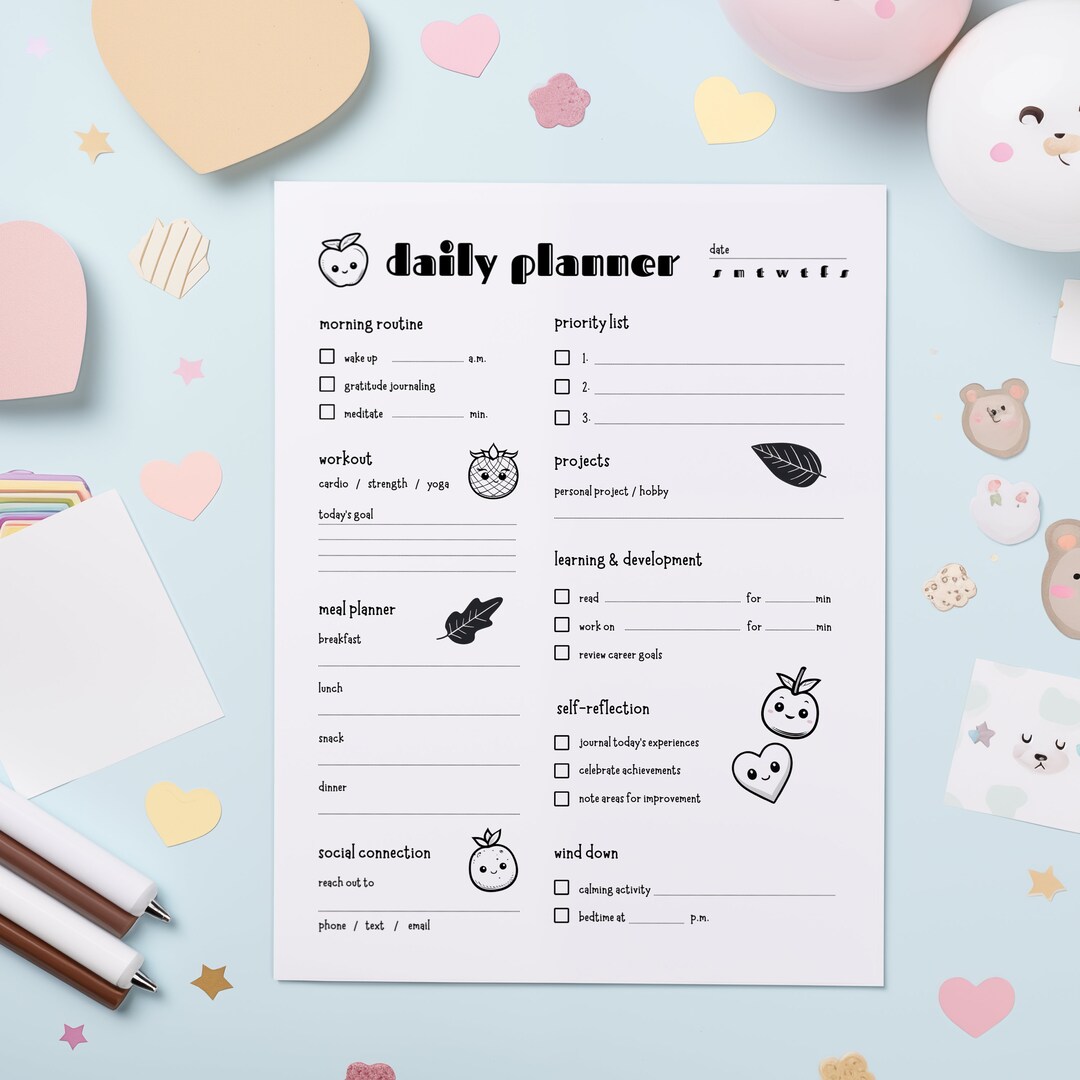 Kawaii Daily Digital Planner - Cute and Whimsical Planner for Fun and ...