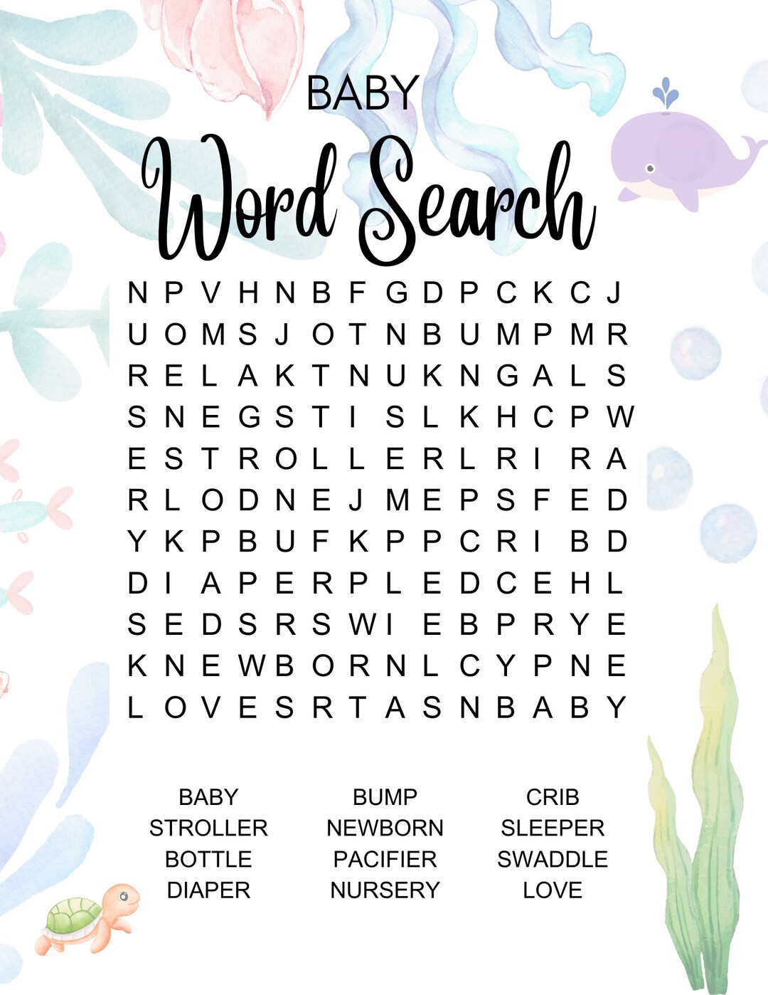 Under the Sea Baby Shower Games (5) - Etsy