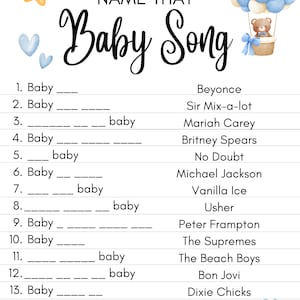 BLUE Themed Baby Shower Games (5) - Etsy