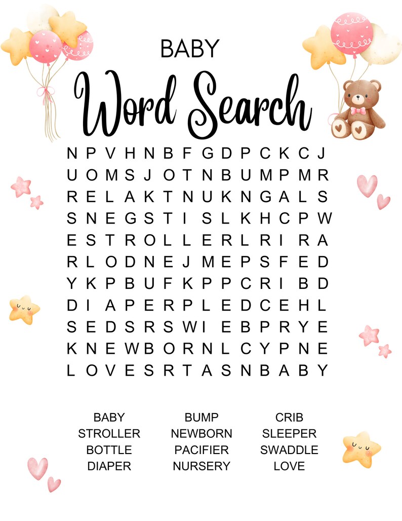 PINK Themed Baby Shower Games (5) - Etsy