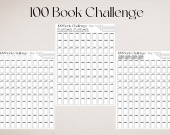 100 Book Challenge: Black and White Digital Download PDF - Etsy
