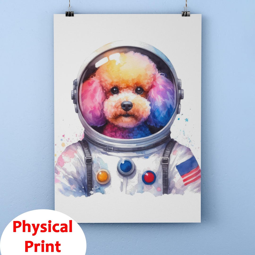 Astronaut Poodle Watercolor Art Print, Stunning Dog Painting, Gorgeous Canine Portrait, Dynamic ...