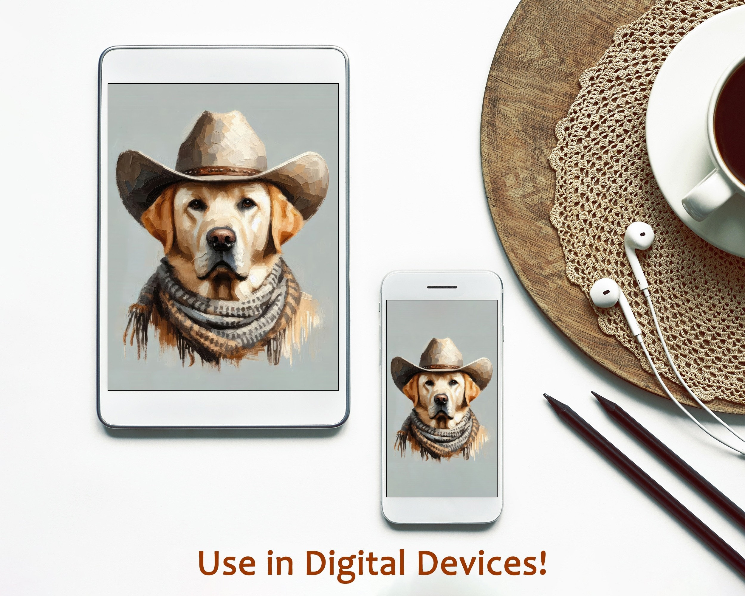 Cute Labrador Retriever Dog Wearing Cowboy Hat Print, Labrador ...