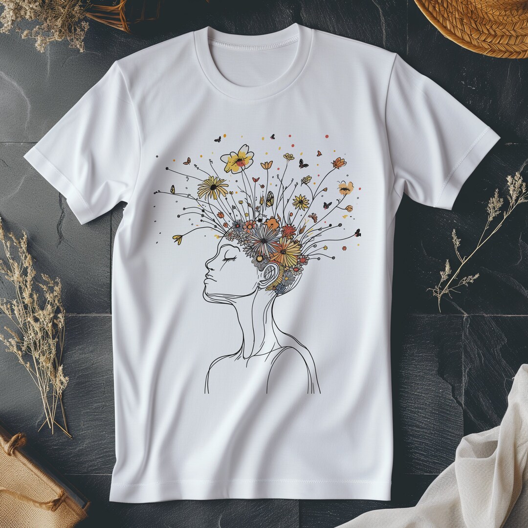 Wildflower Growing on Head Tee, Boho Floral Cottagecore Comfort Colors ...