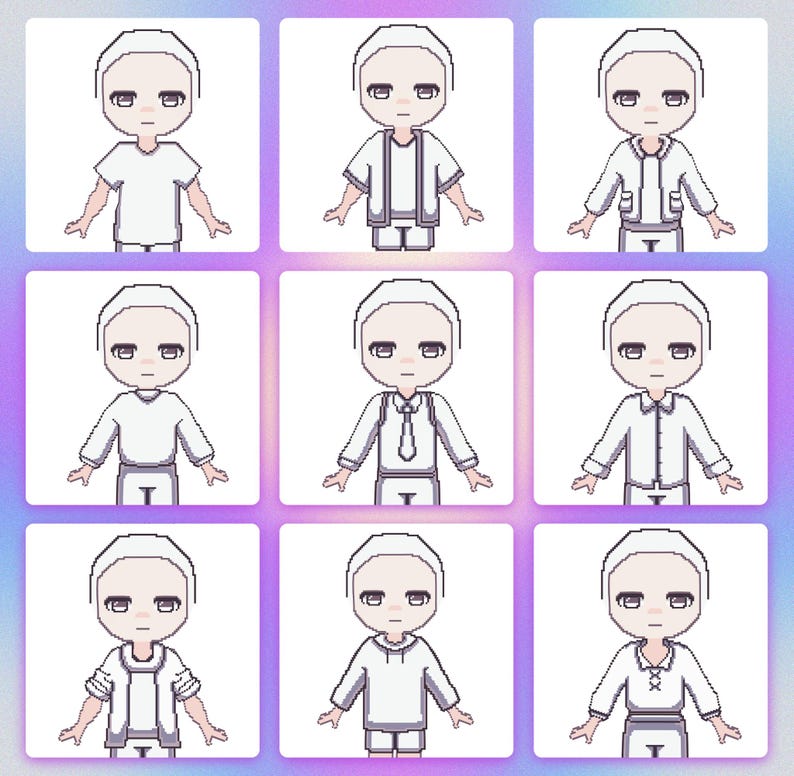 CUSTOMIZABLE VTUBER (male Version) Pixel Chibi Model - Fullbody ...