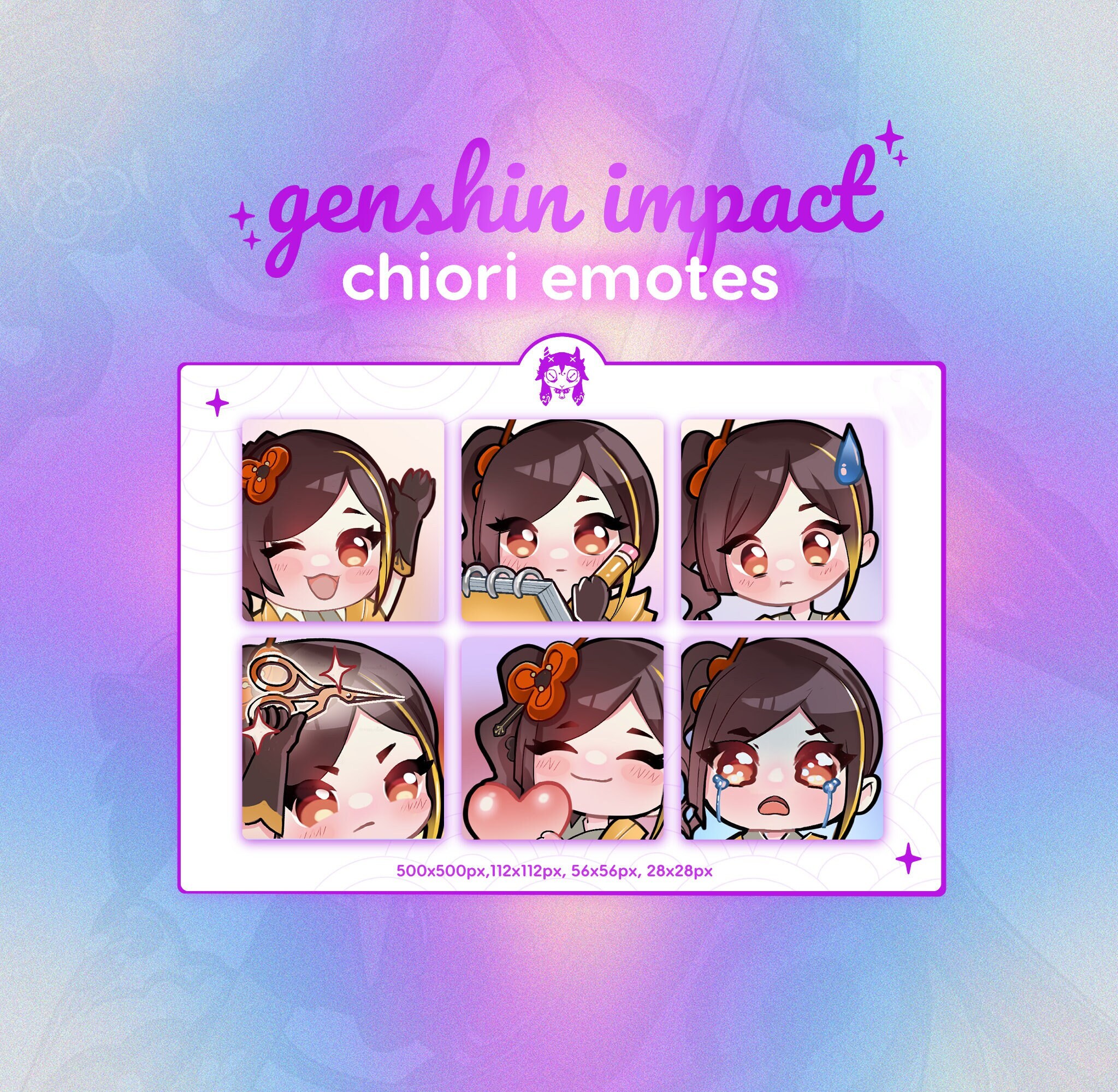 CHIORI EMOTES 6 Pack GENSHIN Impact Twitch & Discord Emotes Cute Emote ...