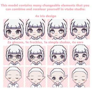 CUSTOMIZABLE VTUBER Pixel Chibi Model - Fullbody Changeable Anime ...
