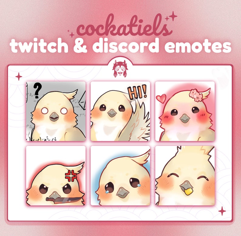 Cockatiels Cute Emotes Bundle 6 Discord & Twitch Emoji Png 112x112 ...