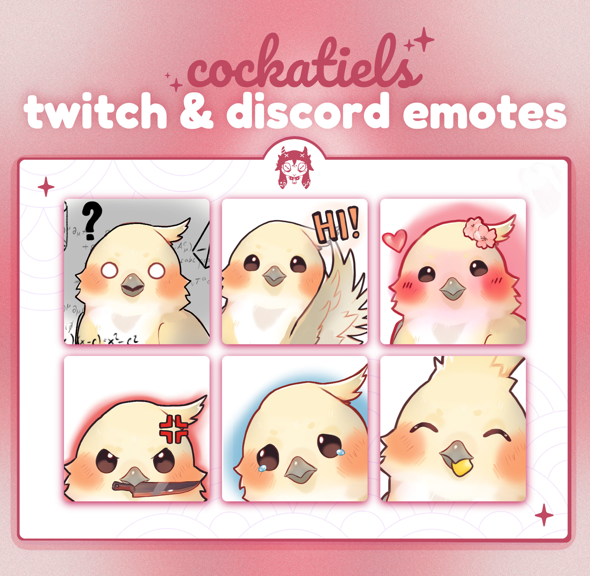Cockatiels Cute Emotes Bundle (6) - Discord & Twitch Emoji Png 112x112 ...