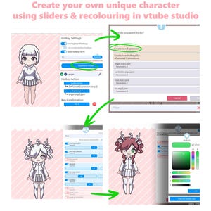 CUSTOMIZABLE VTUBER Pixel Chibi Model - Fullbody Changeable Anime ...