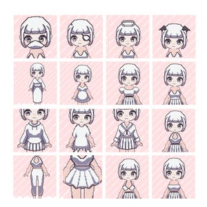 CUSTOMIZABLE VTUBER Pixel Chibi Model - Fullbody Changeable Anime ...