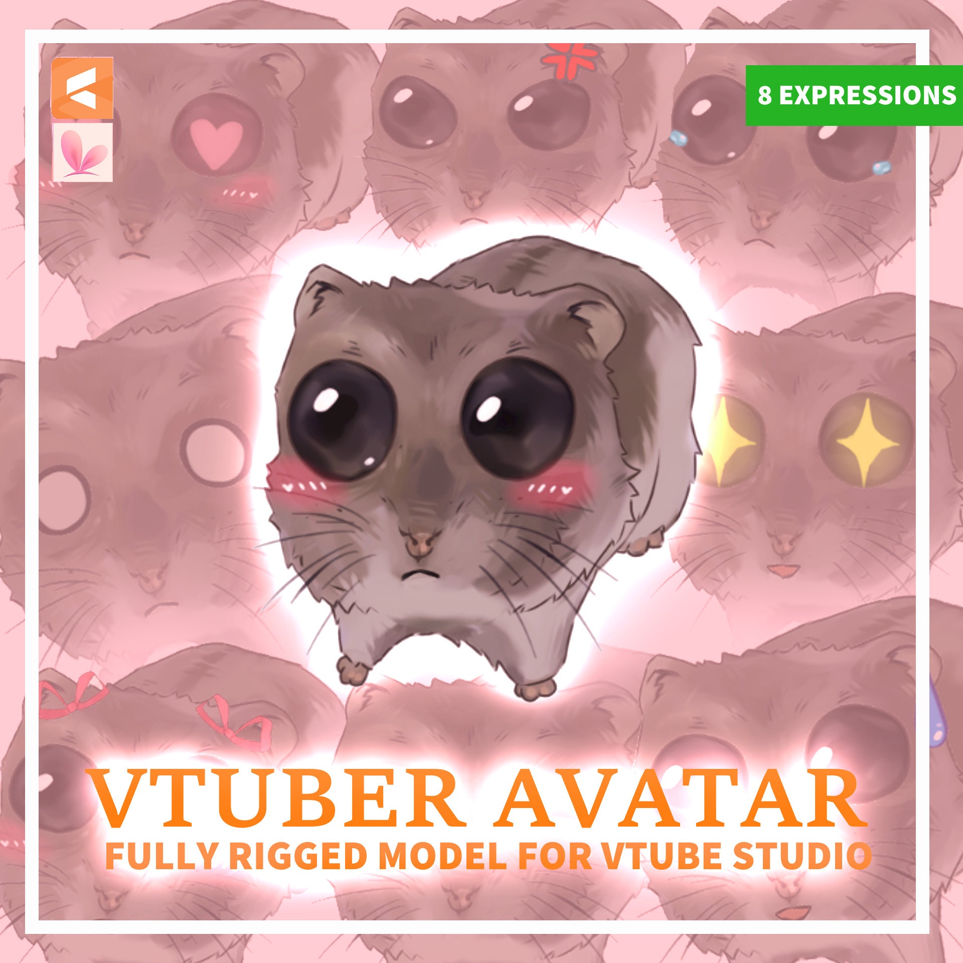 SAD HAMSTER VTUBER Cute Meme Animal Avatar Live2d Model Fully Rigged ...