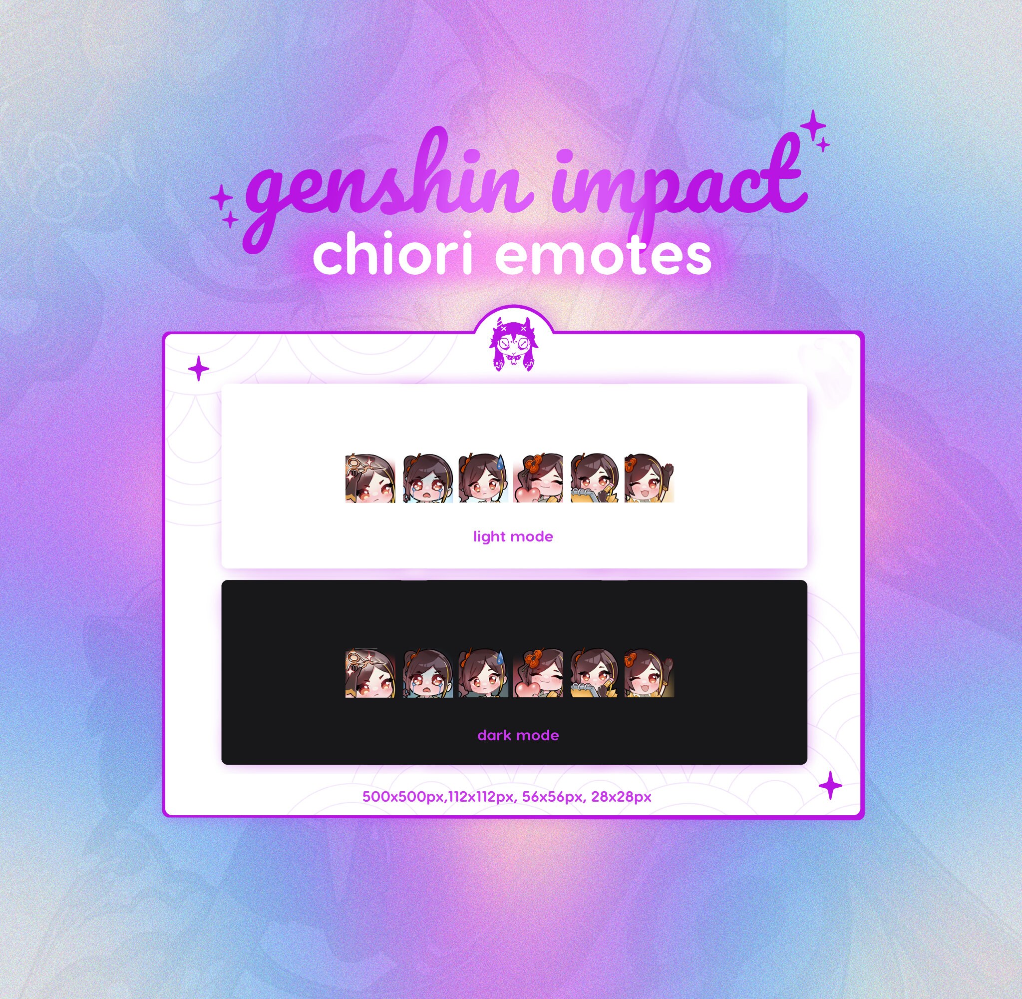 CHIORI EMOTES 6 Pack GENSHIN Impact Twitch & Discord Emotes Cute Emote ...