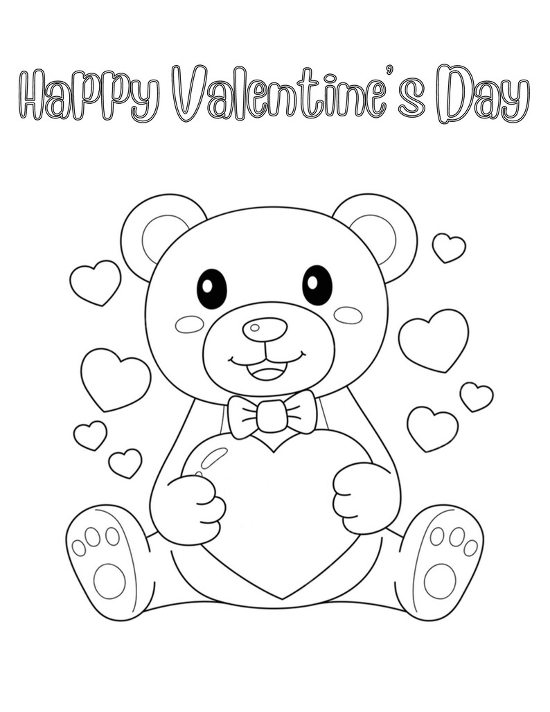 10 Valentine's Day Coloring Page Set - Instant Download -kids Activity ...