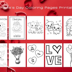10 Valentine's Day Coloring Page Set - Instant Download -kids Activity ...