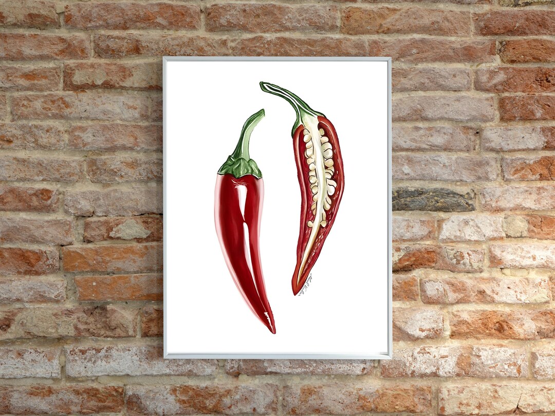Spicy Pepper Print, Kitchen Print, Pepper Poster, Modern Kitchen Art ...