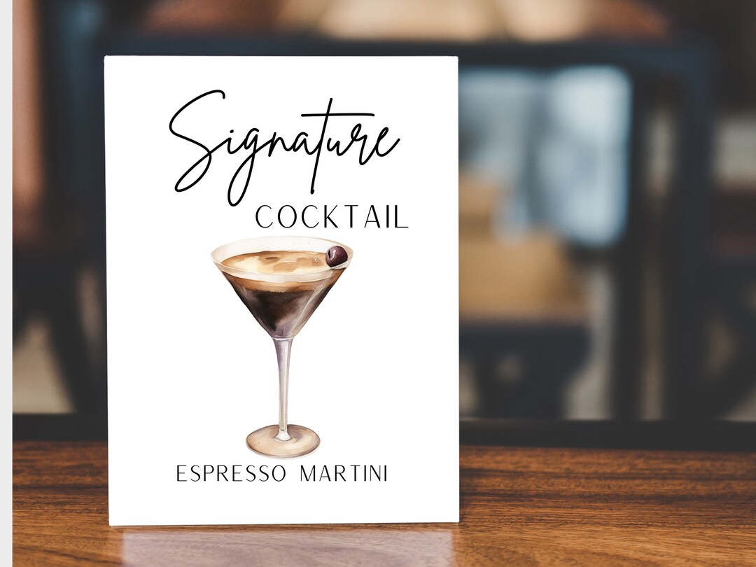 Espresso Martini Signature Drink Sign, Instant Download, Wedding Bar ...