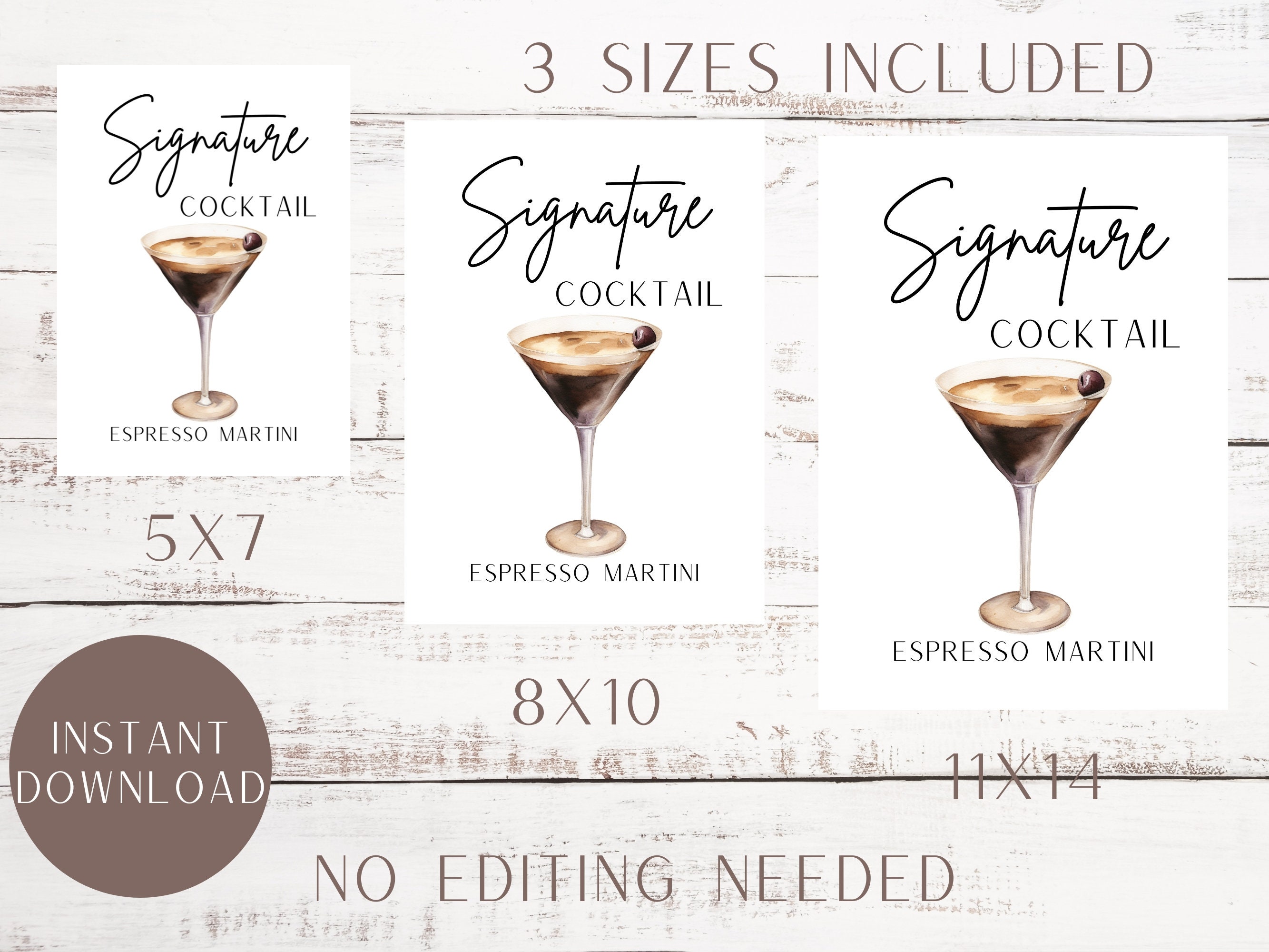 Espresso Martini Signature Drink Sign, Instant Download, Wedding Bar ...