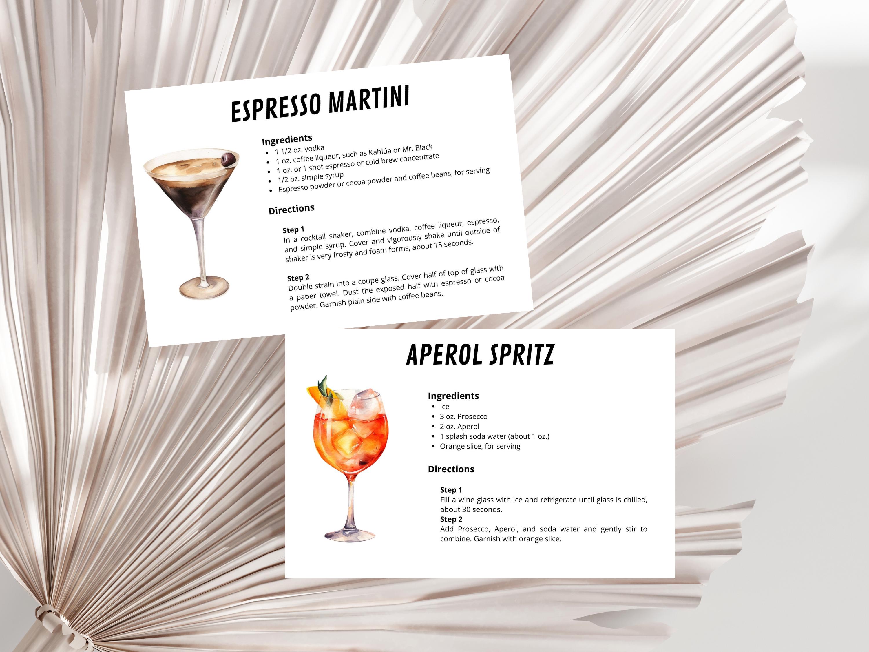 Cocktail Recipe Card, Printable Drink Recipe Card, Printable Recipe ...
