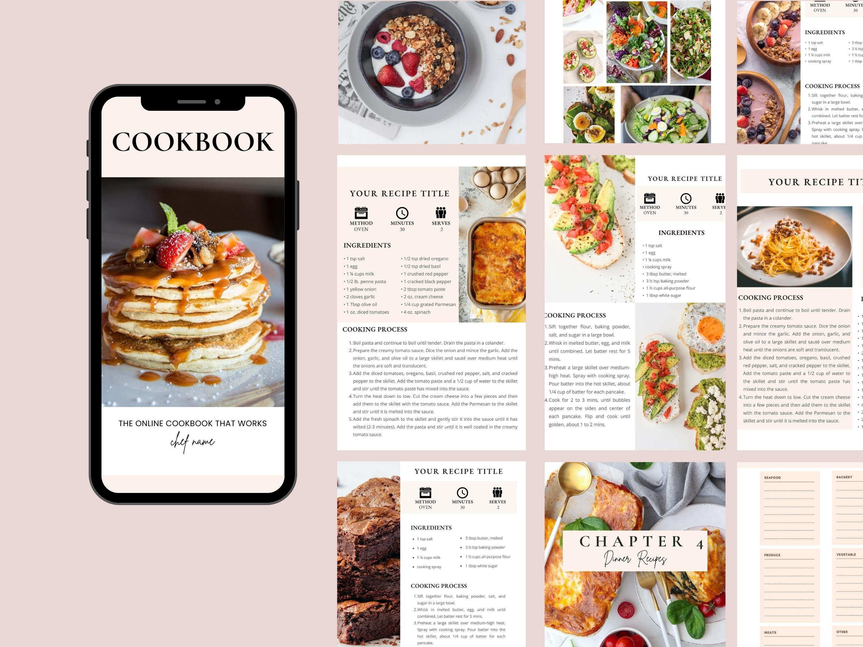 Canva Cookbook Template, Recipe Cookbook Template, Editable Canva ...