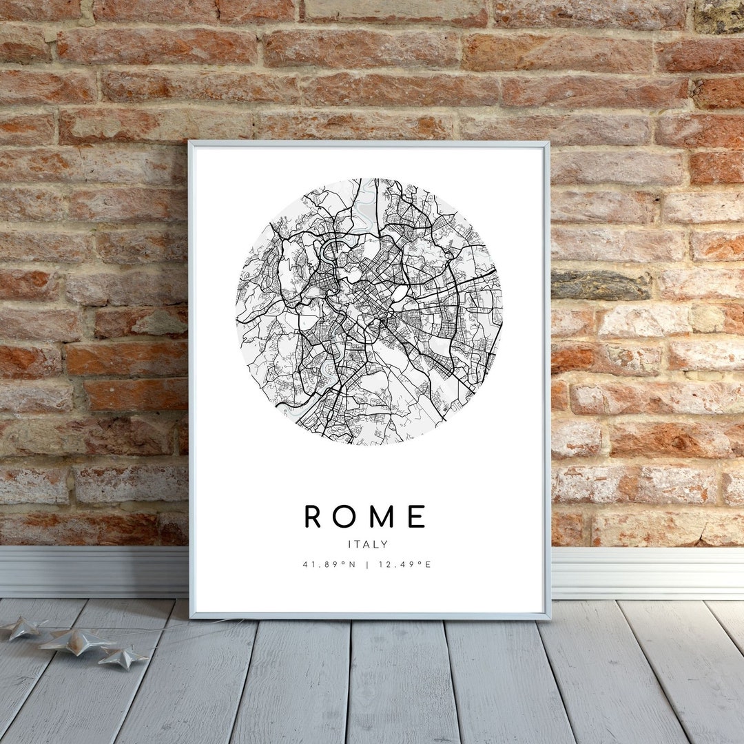 Rome Map Print, Map of Rome, Rome Italy City Map Art, Rome Poster, Rome ...