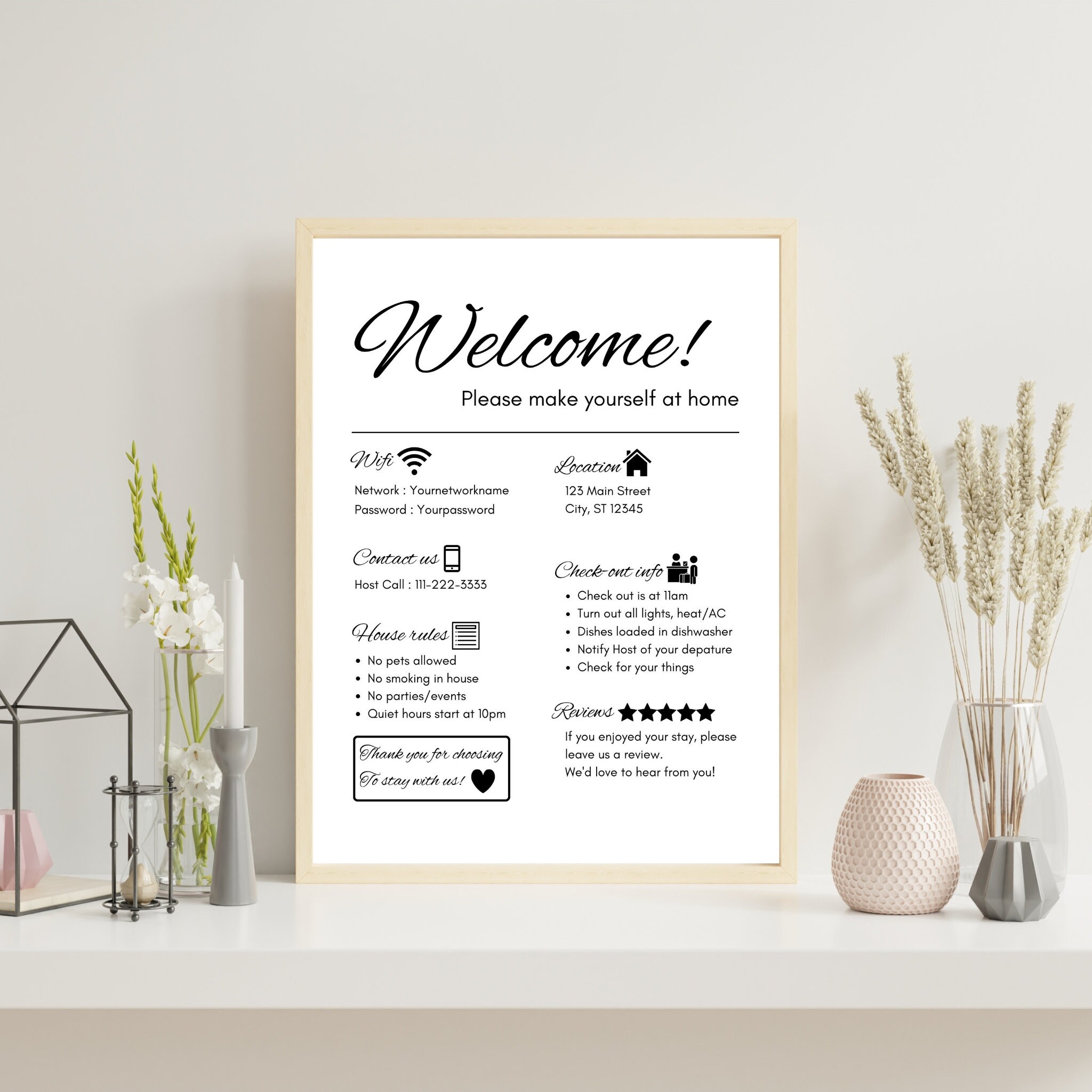 Welcome Sign for Airbnb Hosts, Vacation Rental Printable, Guest Arrival ...