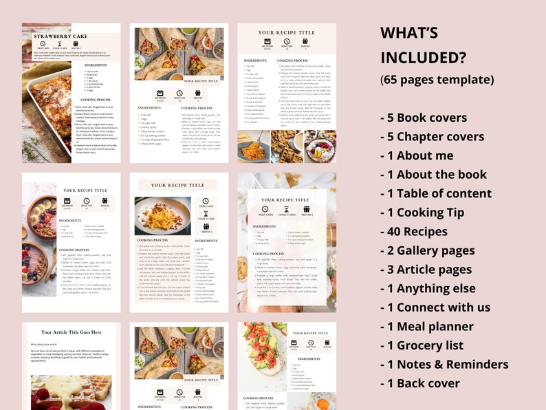 Canva Cookbook Template, Recipe Cookbook Template, Editable Canva ...